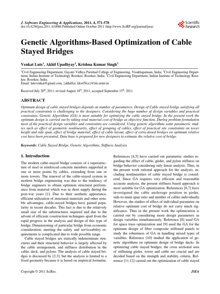Genetic Algorithms-Based Optimization of Cable Stayed Bridges | PDF | Mathematical Optimization ...