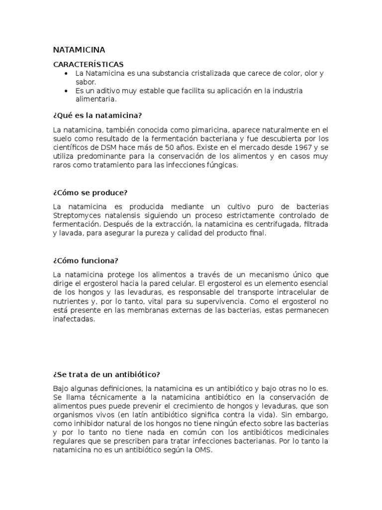 Natamicina: Conservante Natural en Alimentos | PDF | Las bacterias ...