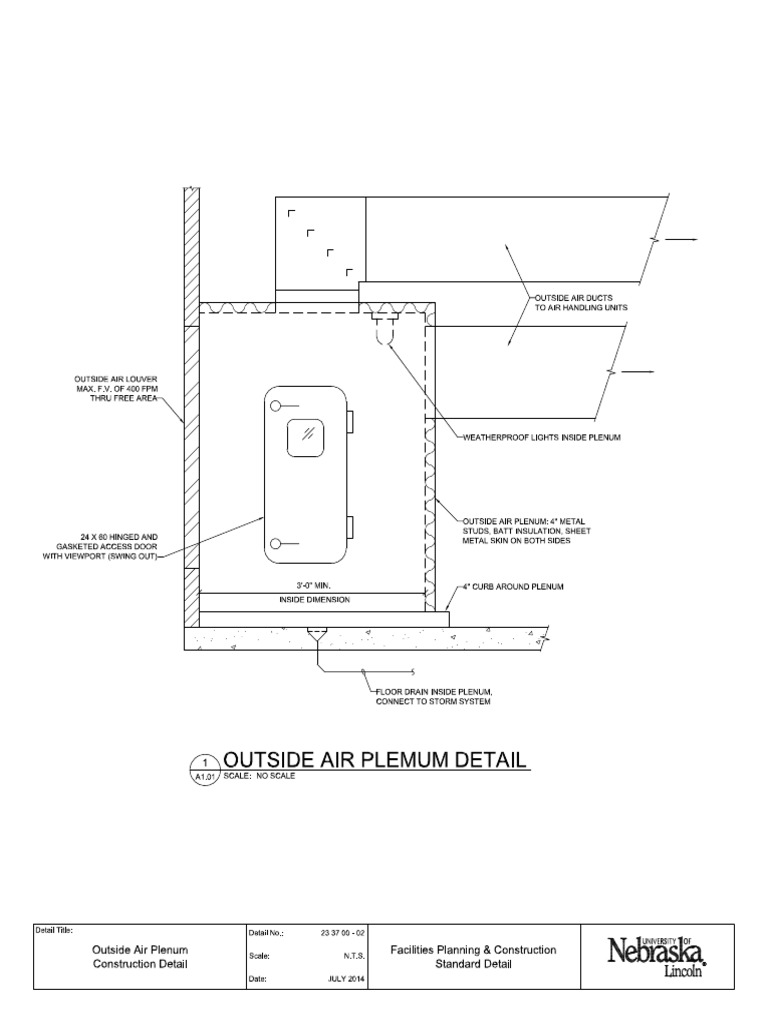23 37 00 - 02 Outside Air Louver Plenum Construction Detail V1.0 | PDF