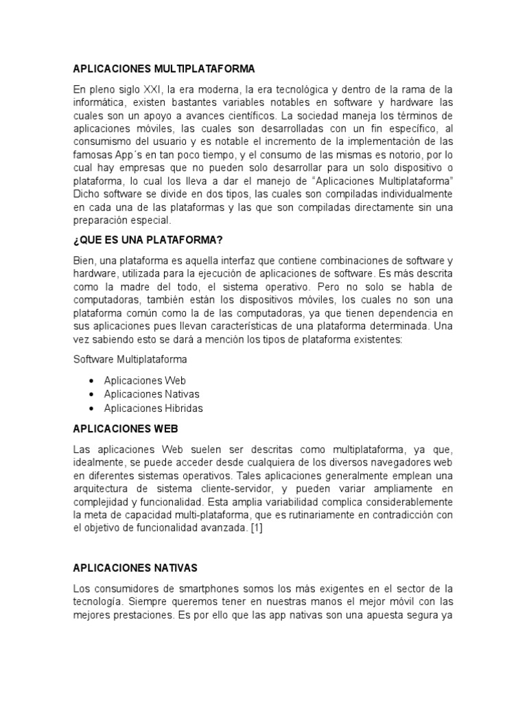 Aplicaciones Multiplataforma | PDF | Software multiplataforma ...