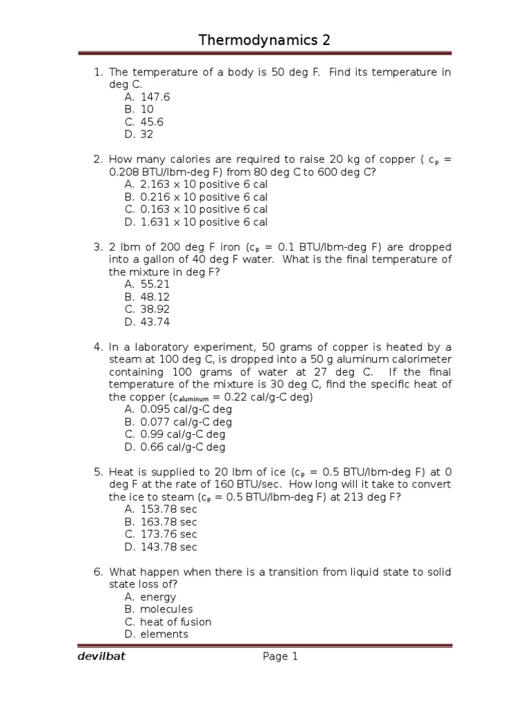 Thermodynamics 2 | PDF | Heat | Second Law Of Thermodynamics