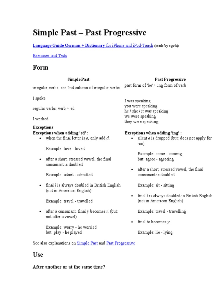 Past Progressive vs Simple Past | PDF | English Language | Rules