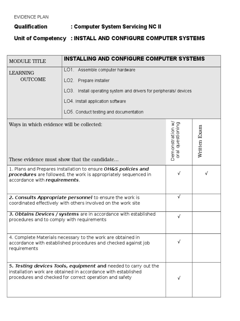 Qualification: Computer System Servicing NC II Unit of Competency ...