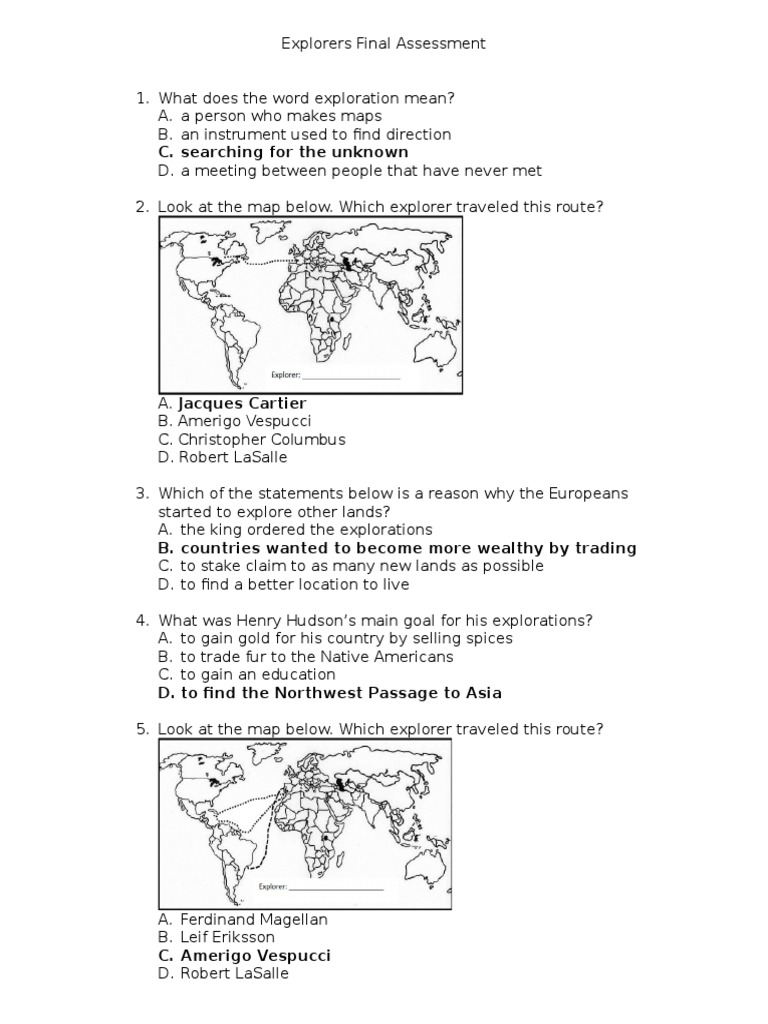 Explorer Routes and Goals Assessment | PDF | Age Of Discovery | New World
