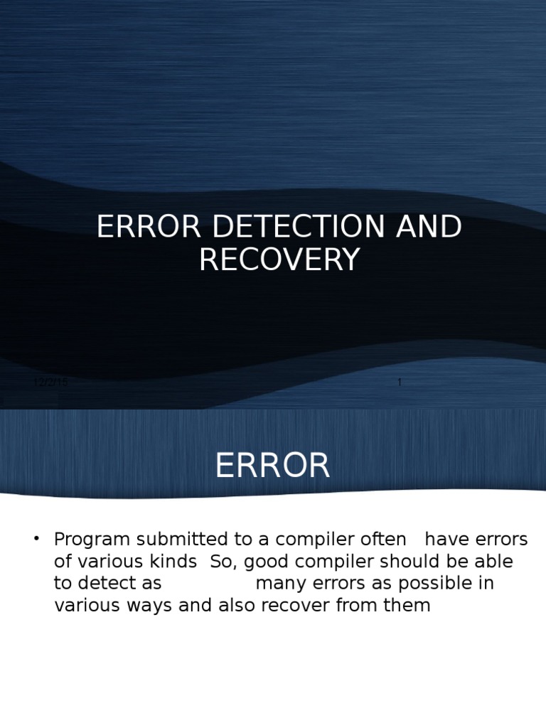 Error Detection - Recovery | PDF | Parsing | Compiler
