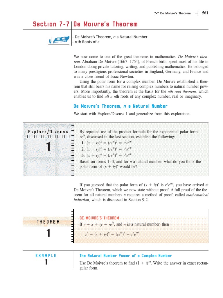 De Moivre's Theorem1 | PDF | Complex Number | Quadratic Equation