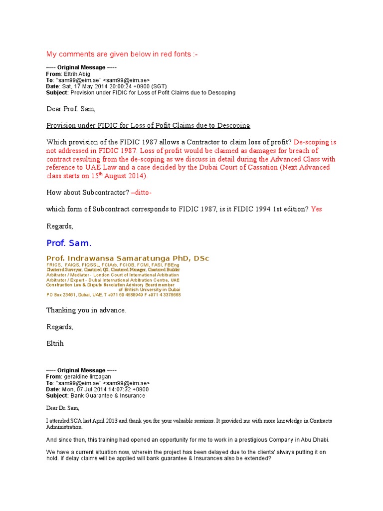 Prof. Sam.: Prof. Indrawansa Samaratunga PHD, DSC | PDF | Arbitration ...