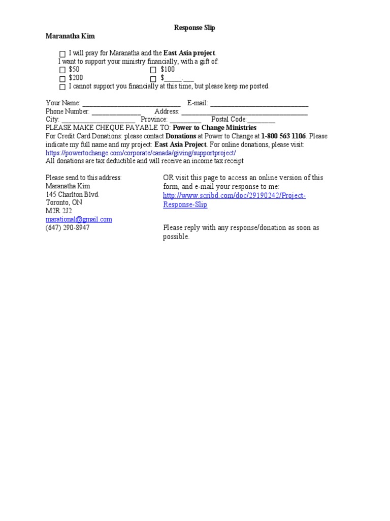Project Response Slip | PDF | Business | Finance & Money Management