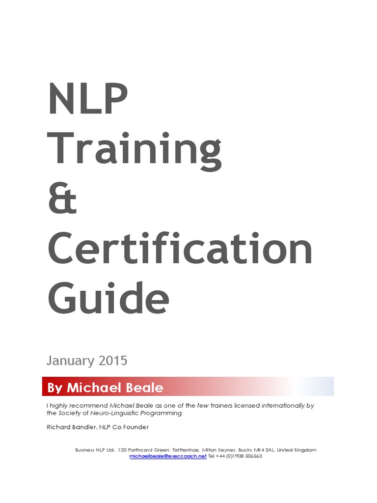 NLP Training Guide 2015 v2 | PDF | Neuro Linguistic Programming | Hypnosis