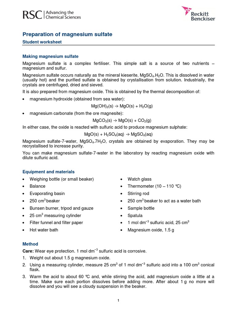 Magnesium Sulfate Preparation Guide | PDF | Magnesium | Filtration