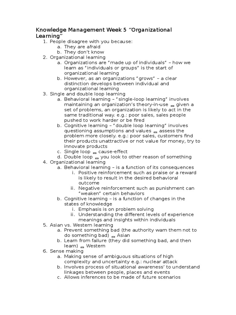 Knowledge Management Week 5 | PDF | Situation Awareness | Learning
