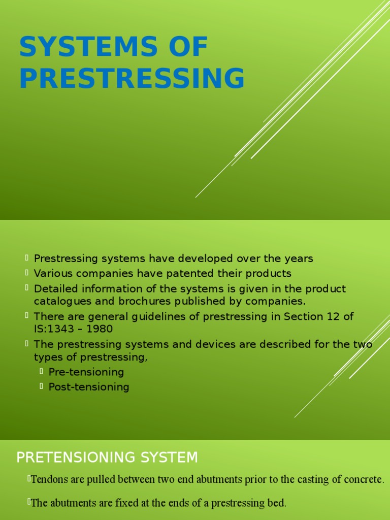 Systems of Prestressing | PDF | Prestressed Concrete | Building