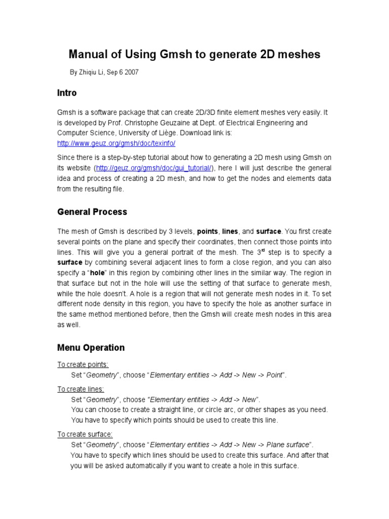 Generating 2D Meshes with Gmsh: A Guide to Creating Accurate Finite Element Meshes Using Points ...