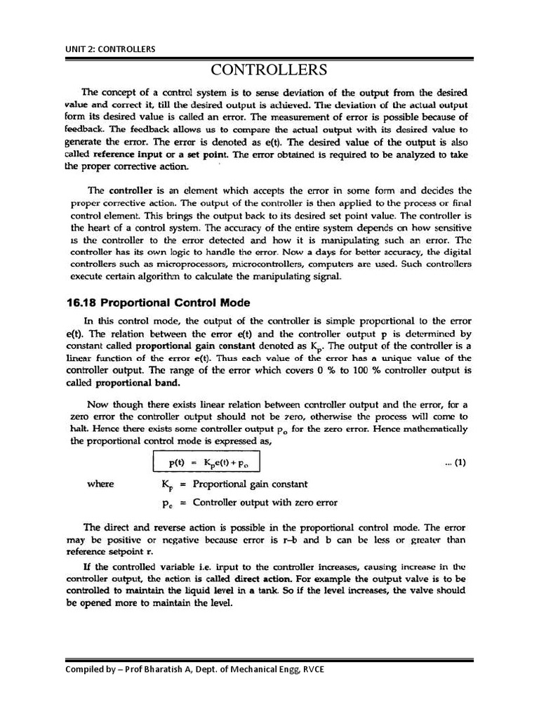 Unit 2: Controllers | PDF | Control System | Systems Theory