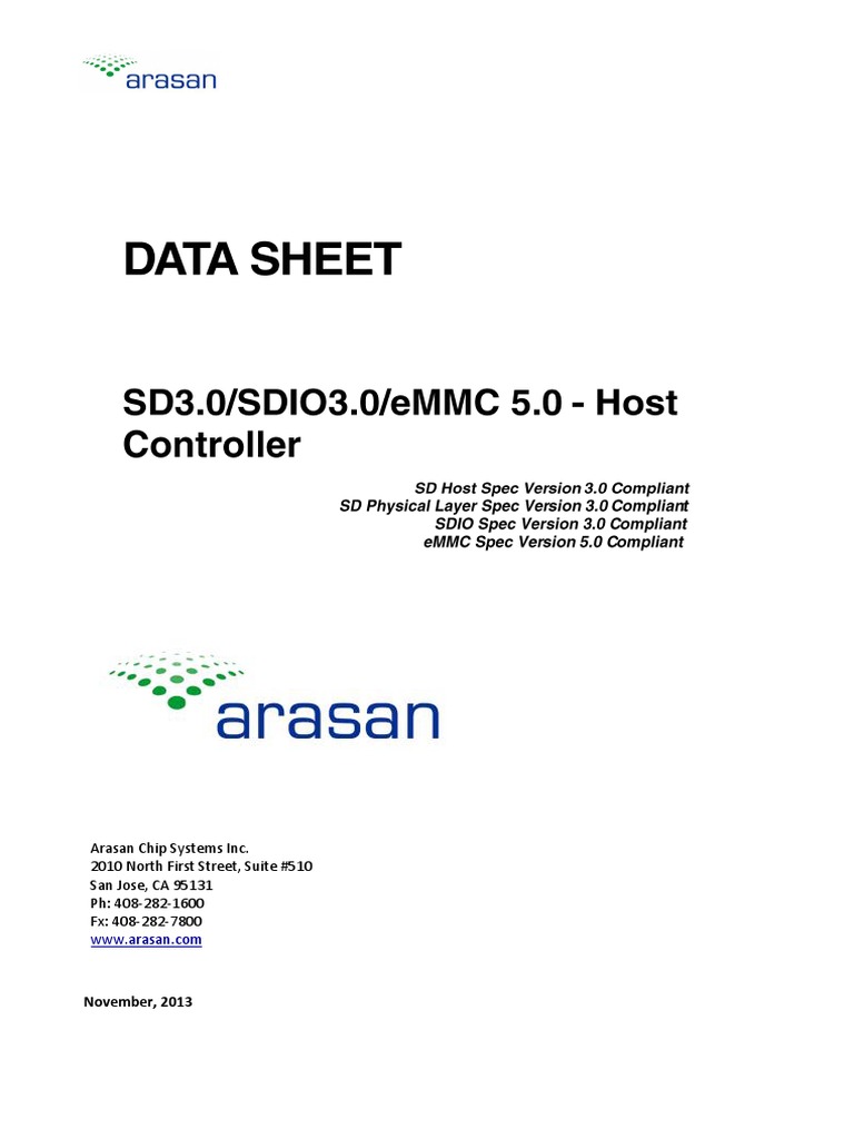 SD3 0 SDIO3 0 eMMC5 0 Host Controller - Rev 1.0 2 | PDF | Secure Digital | Manufactured Goods