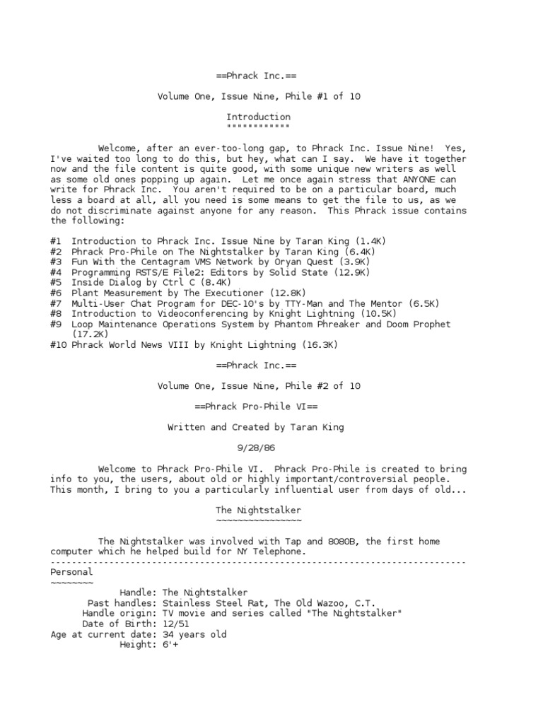 Phrack Magazine Issue 9 | PDF | Computer File | Computer Terminal