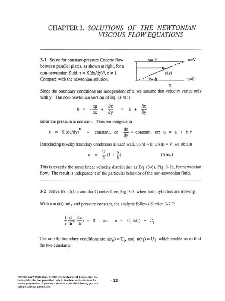 Solution Manual of Viscous Flow Fluid White Chapter 3 | PDF