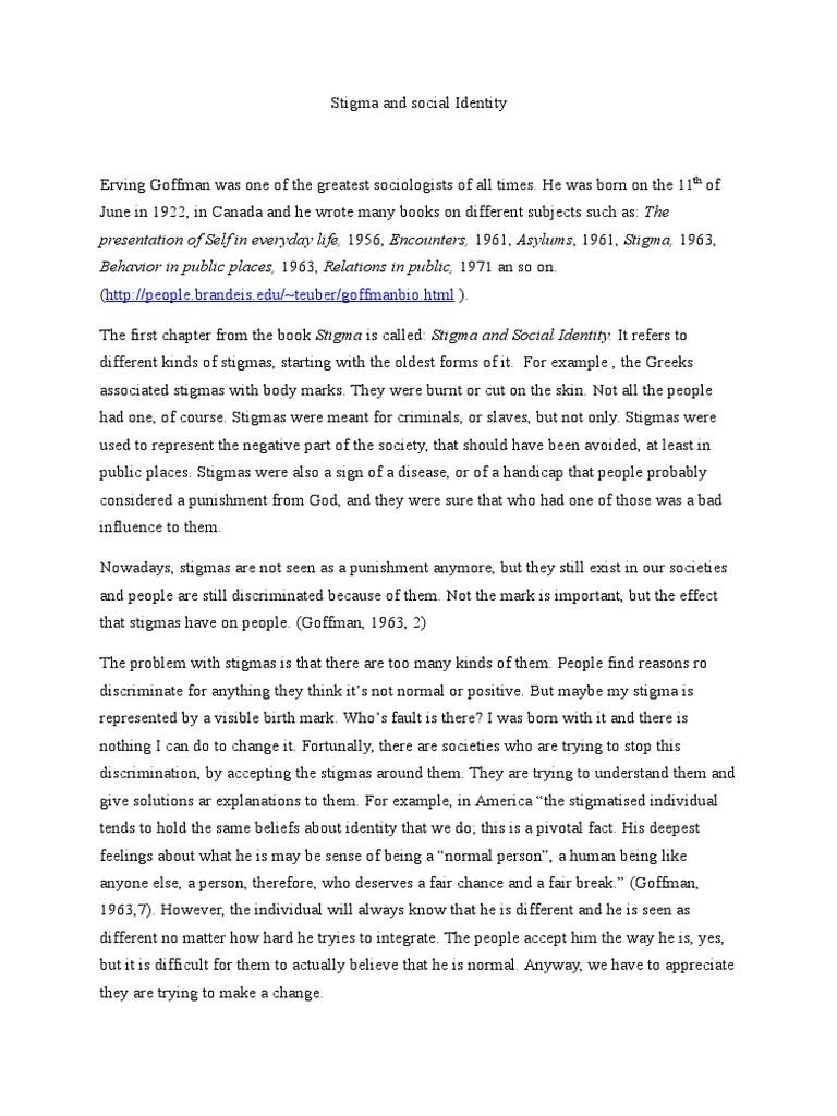 Understanding Stigma and Social Identity | PDF | Social Stigma | Society