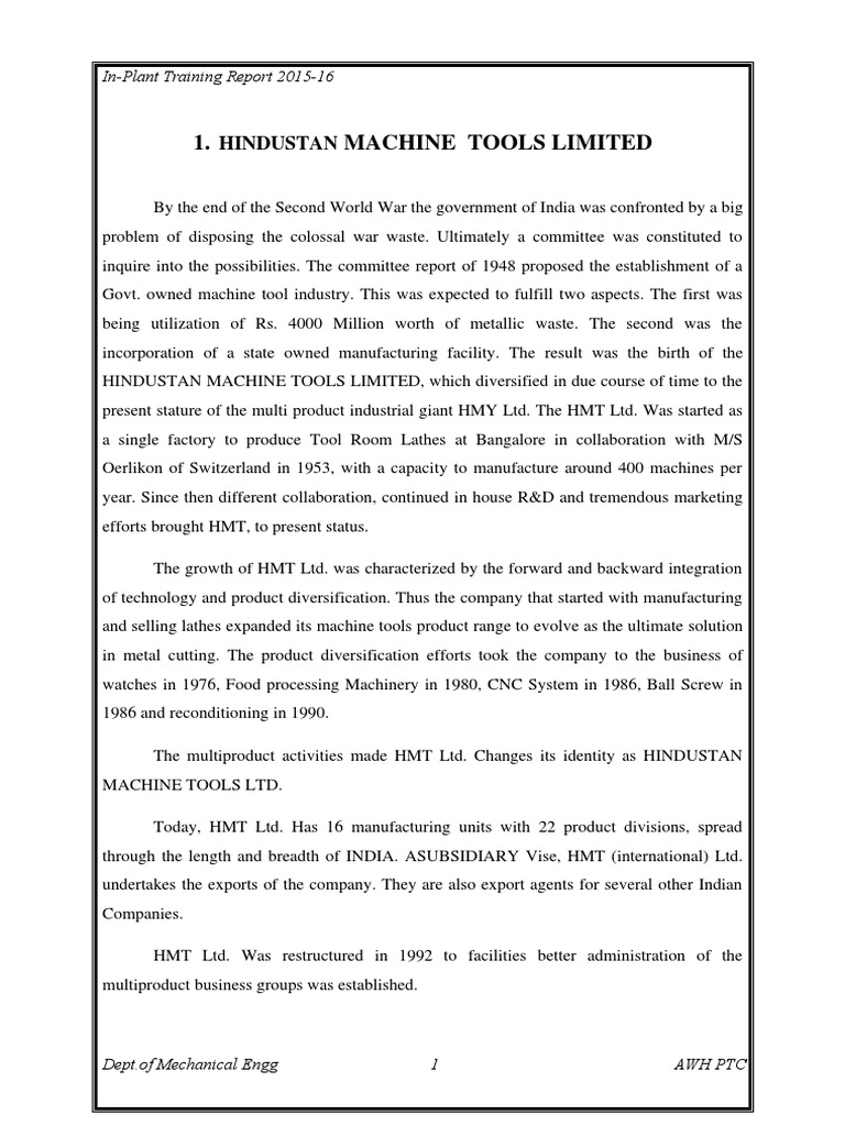 Hindustan Machine Tools Limited | PDF | Numerical Control | Machine Tool