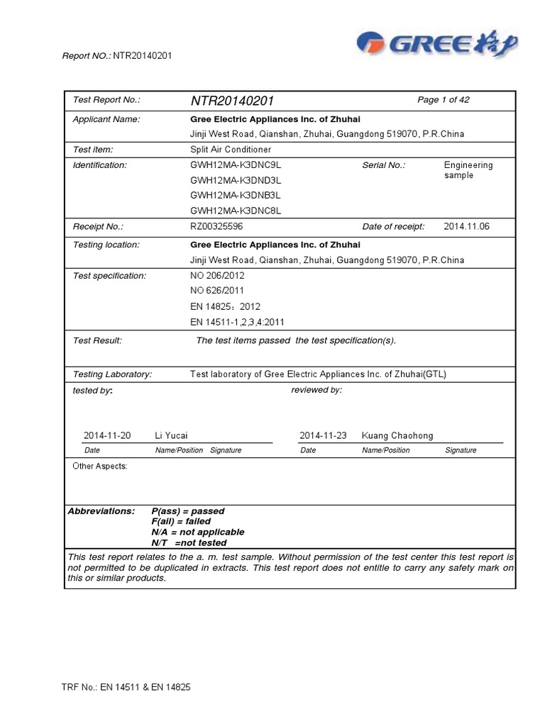 Gree Electric Appliances Inc. of Zhuhai | PDF | Hvac | Air Conditioning