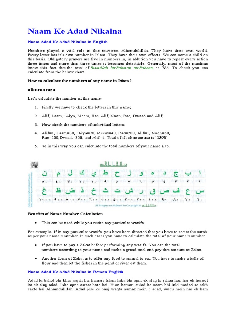 How to Calculate the Numbers of Any Name in Islam | Religious ...
