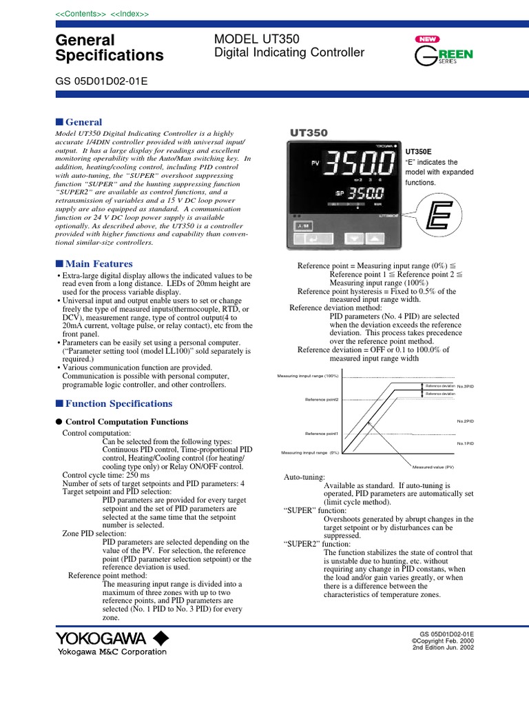 General Specifications: Model Ut350 Digital Indicating Controller | PDF ...