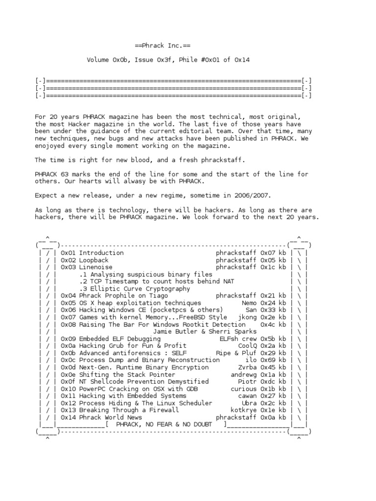 Phrack Magazine Issue 63 | PDF | File Transfer Protocol | Transmission ...