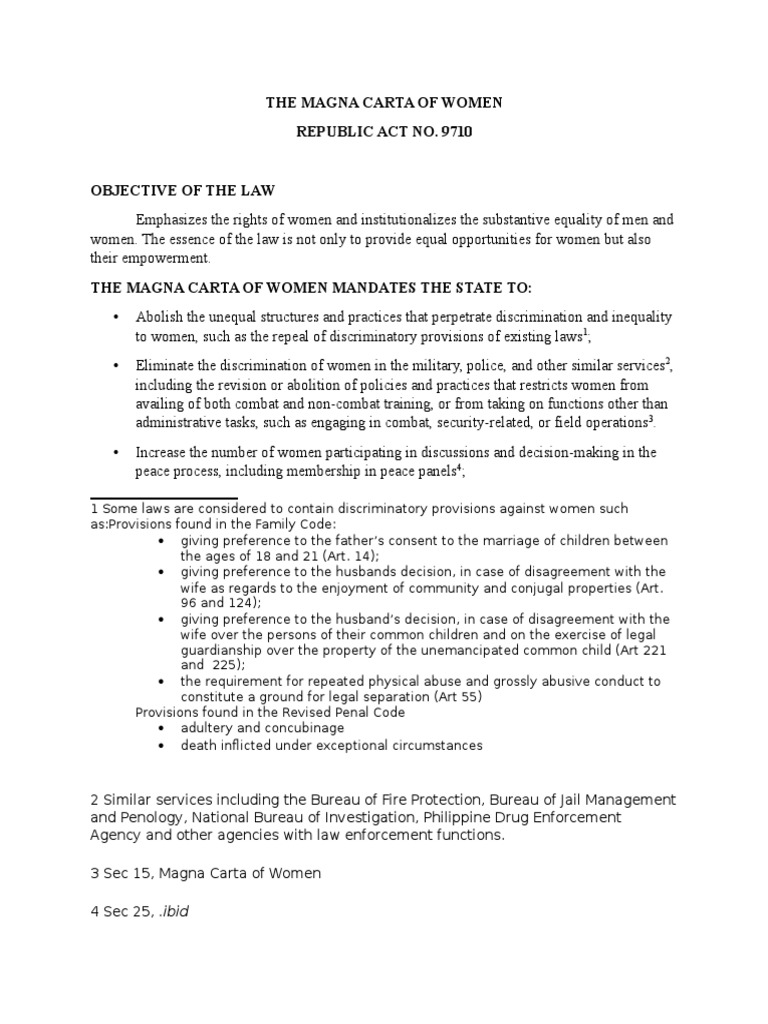 The Magna Carta of Women | PDF | Marriage | Discrimination
