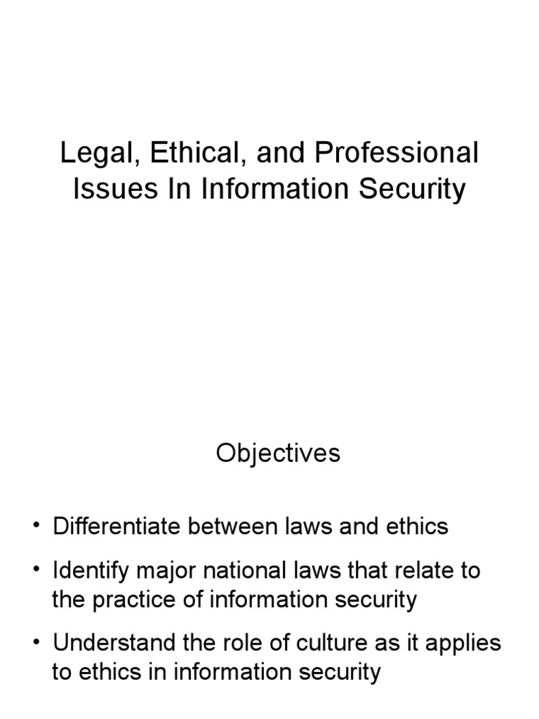 Legal, Ethical, and Professional Issues in | PDF | Information Security ...