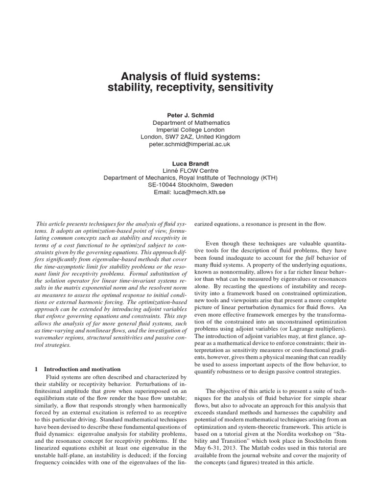 AMR Paper Hydrodynamic Stability | PDF | Stability Theory | Matrix ...