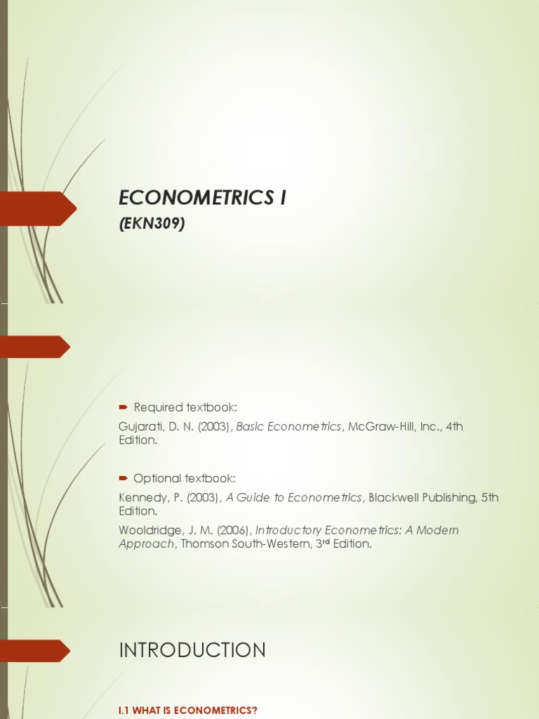 Introduction First Lecture in Class | PDF | Econometrics | Statistics