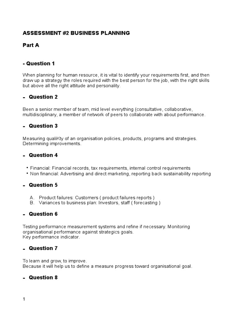 Business Planning Assessment Guide | PDF | Performance Indicator ...