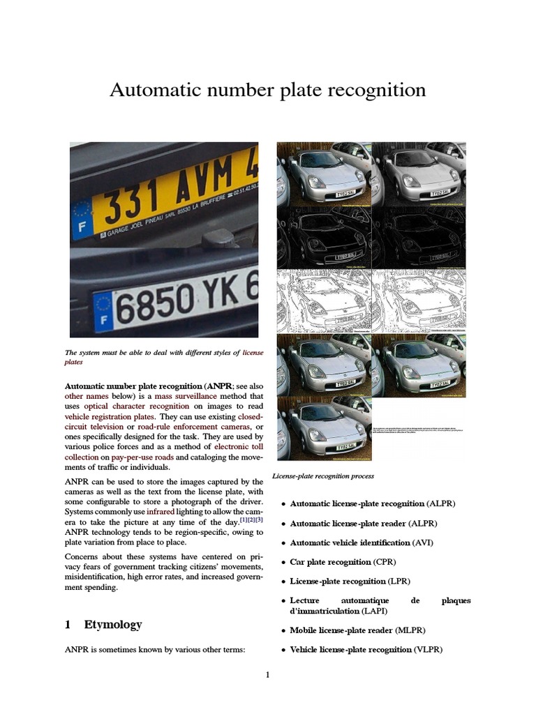 Automatic Number Plate Recognition | PDF | Toll Road | Road Transport