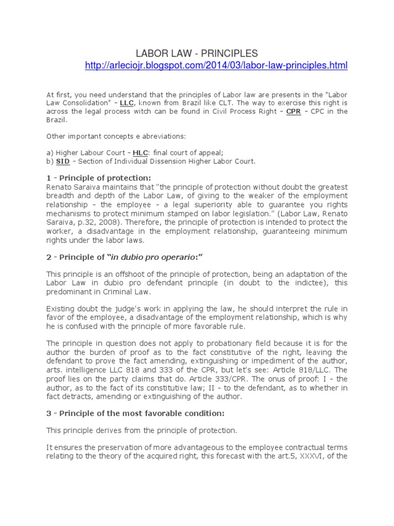 Labor Law - Principles | PDF | Employment | Labour Law