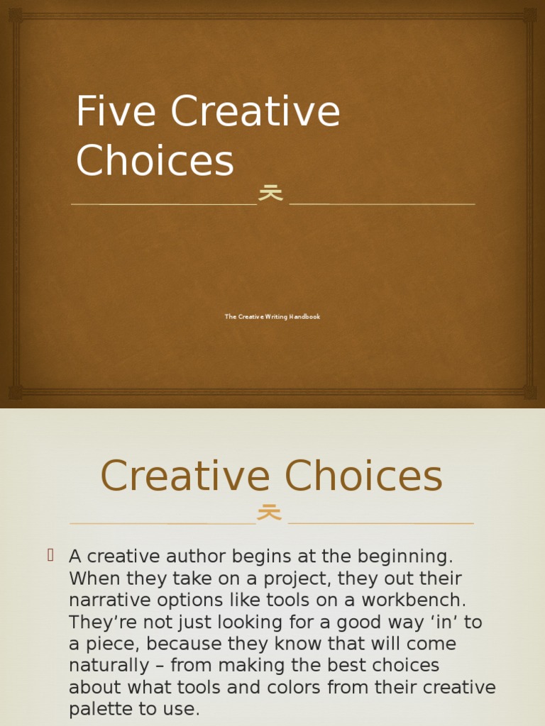 Creative Choices | PDF | Narrative | Cognition