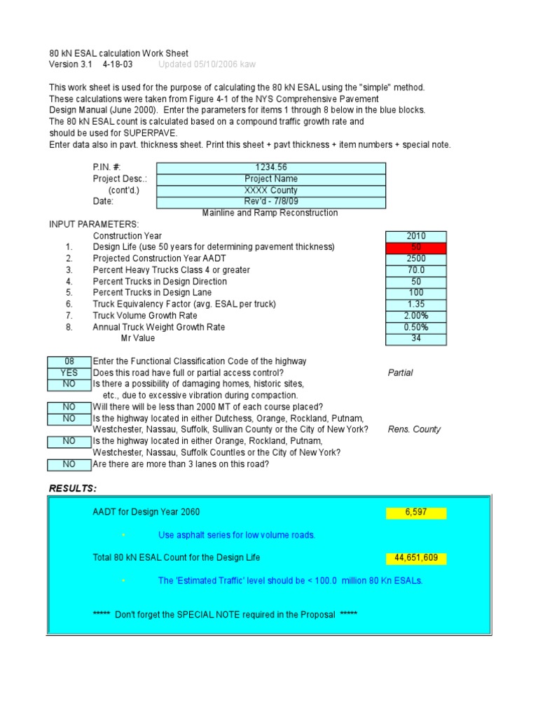 ESAL Calculator | Road Surface | Infrastructure