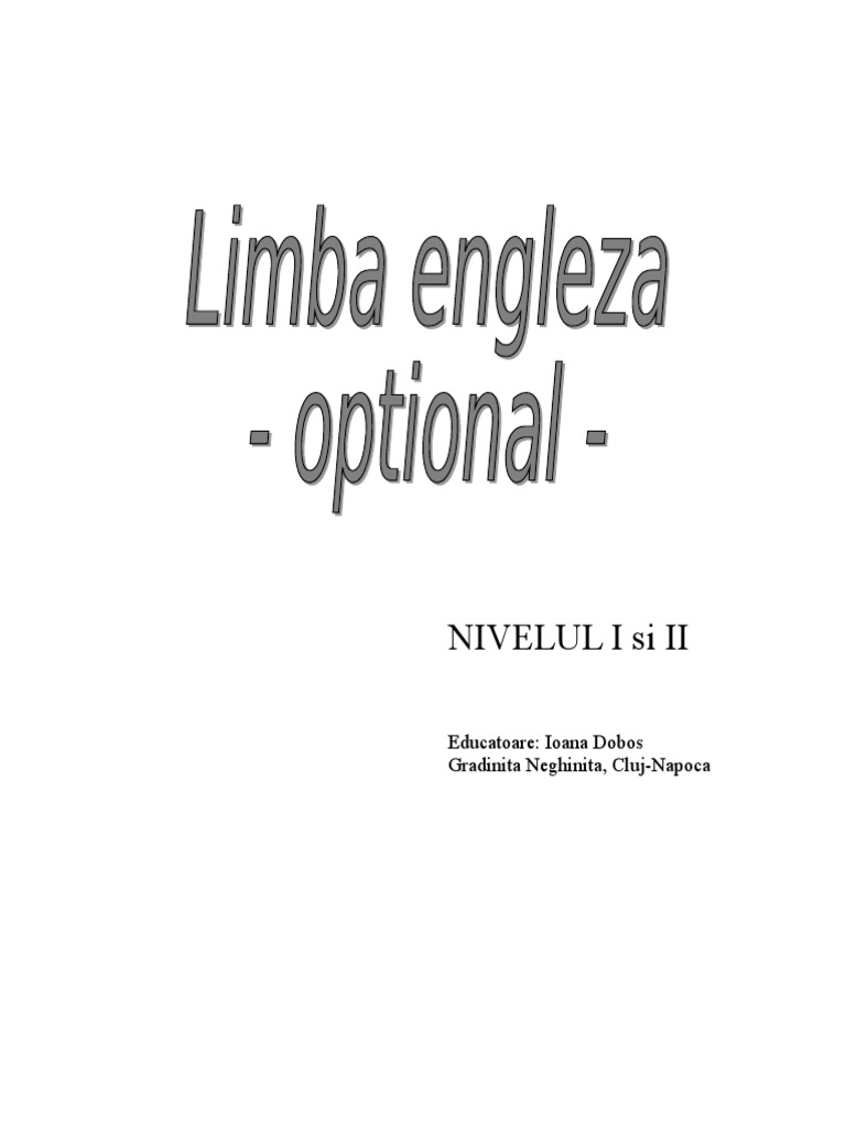 Planificare Optional Engleza | PDF