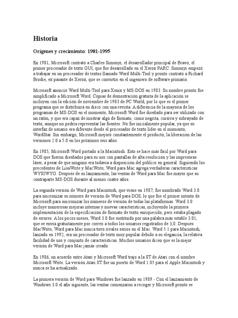 Antecedentes de Word | Microsoft Word | Microsoft Windows