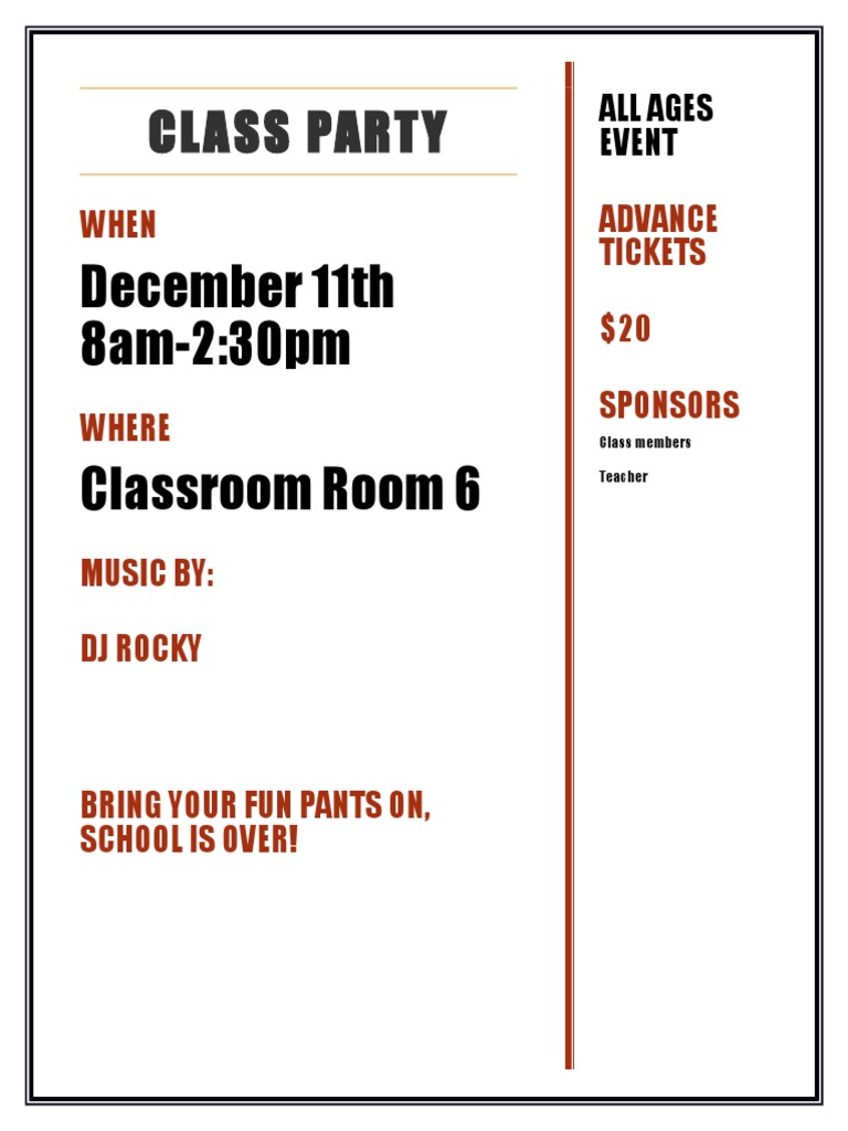 Class Party Invitation | PDF