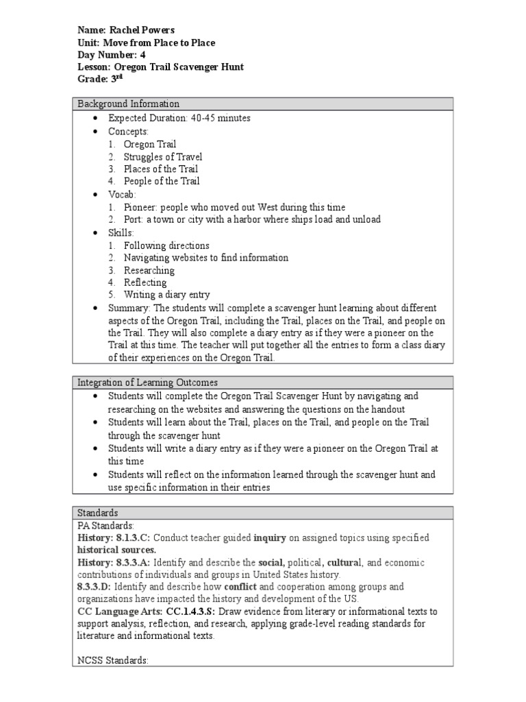 Oregon Trail Scavenger Hunt | PDF | Steamboat | St. Louis