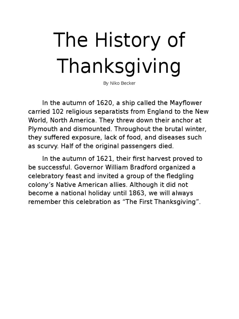 The History of Thanksgiving | PDF