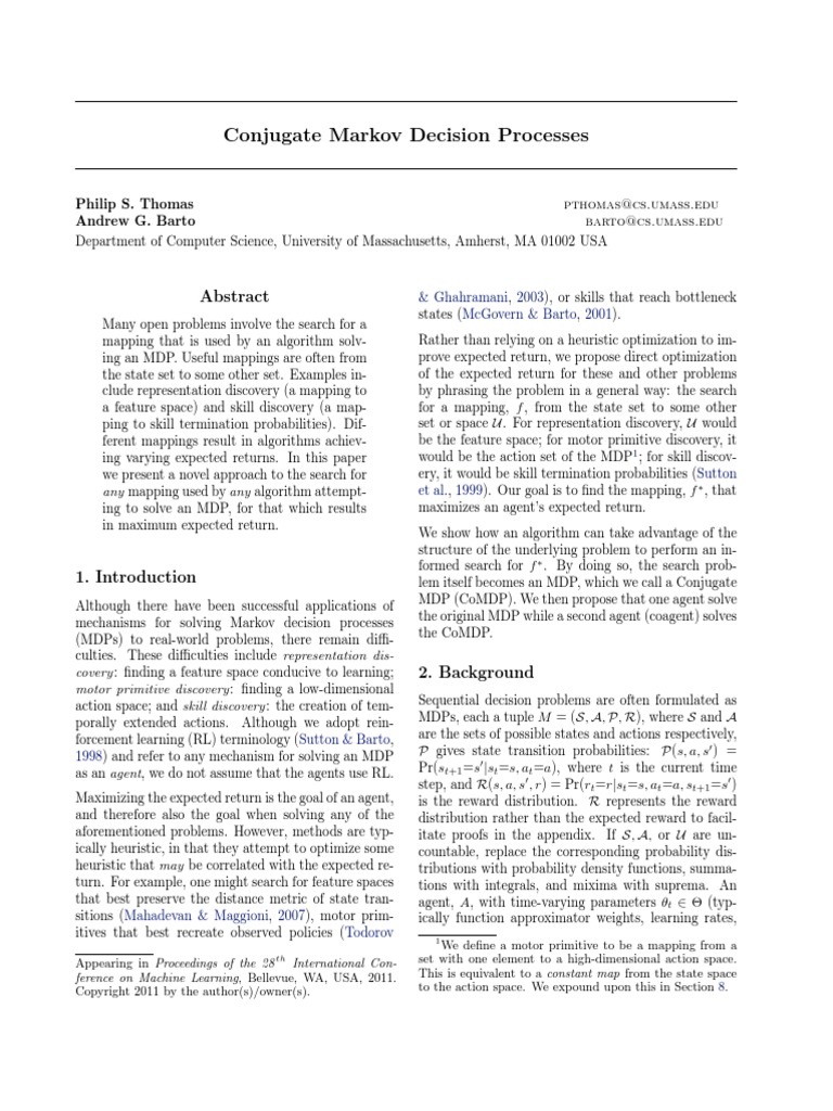 Conjugate Markov Decision Processes | PDF | Mathematical Optimization | Algorithms
