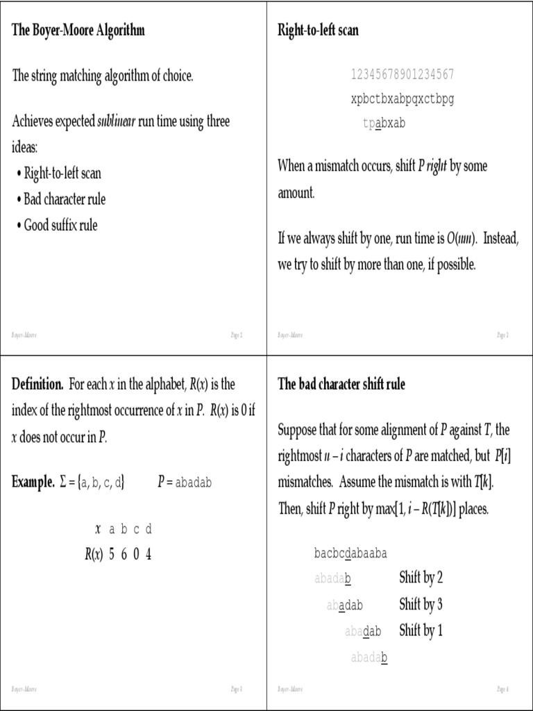 Xpbctbxabpqxctbpg Abxab: The Boyer-Moore Algorithm Right-To-Left Scan | PDF | Formalism ...