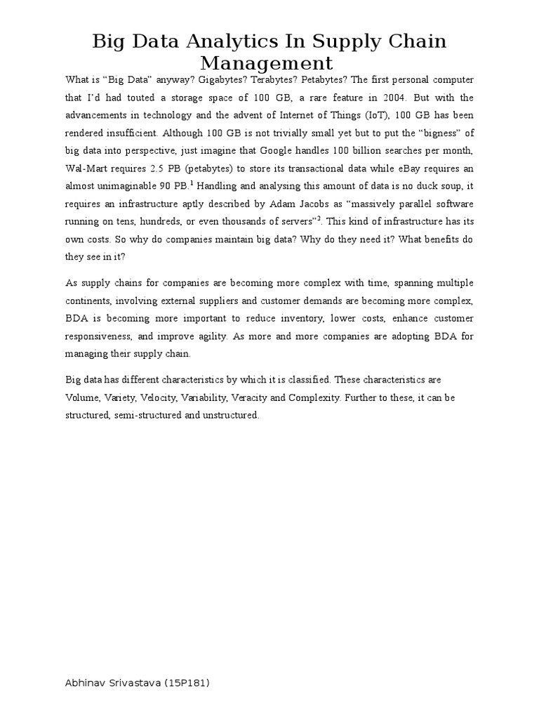 Big Data Analytics in Supply Chain Management | PDF | Big Data | Supply ...