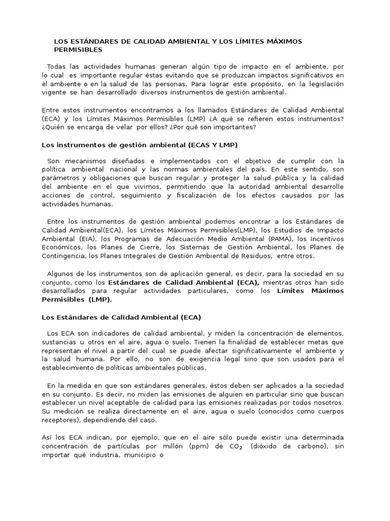 LMP y Ecas | PDF | Minería | Naturaleza