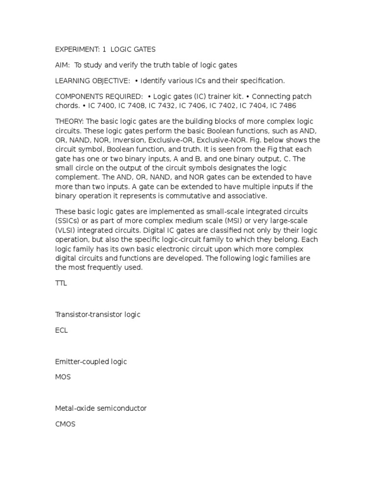 VTU LD Lab Manual | PDF | Integrated Circuit | Logic Gate