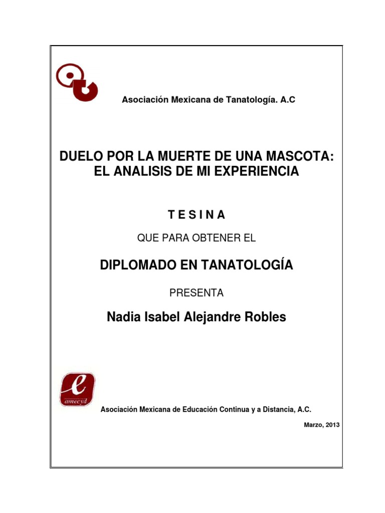 Duelo Por Pérdida de Una Mascota | PDF | Dolor | Mascota