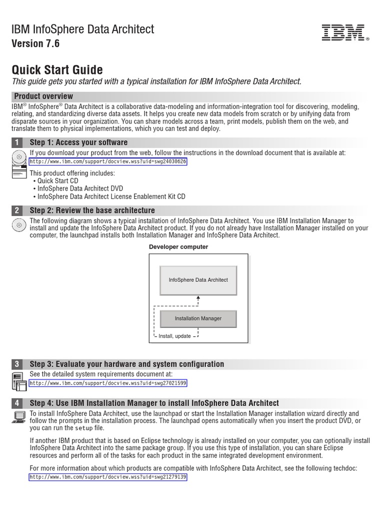 Quick Start Guide: Ibm Infosphere Data Architect | PDF | Installation (Computer Programs ...