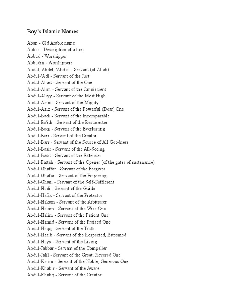 Muslim Boys Name | PDF | Sahabah | Muhammad