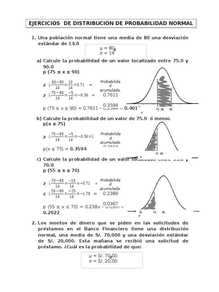 2 Ejercicios Distribucion Normal Estandar | PDF | Distribución normal | Probabilidades y ...
